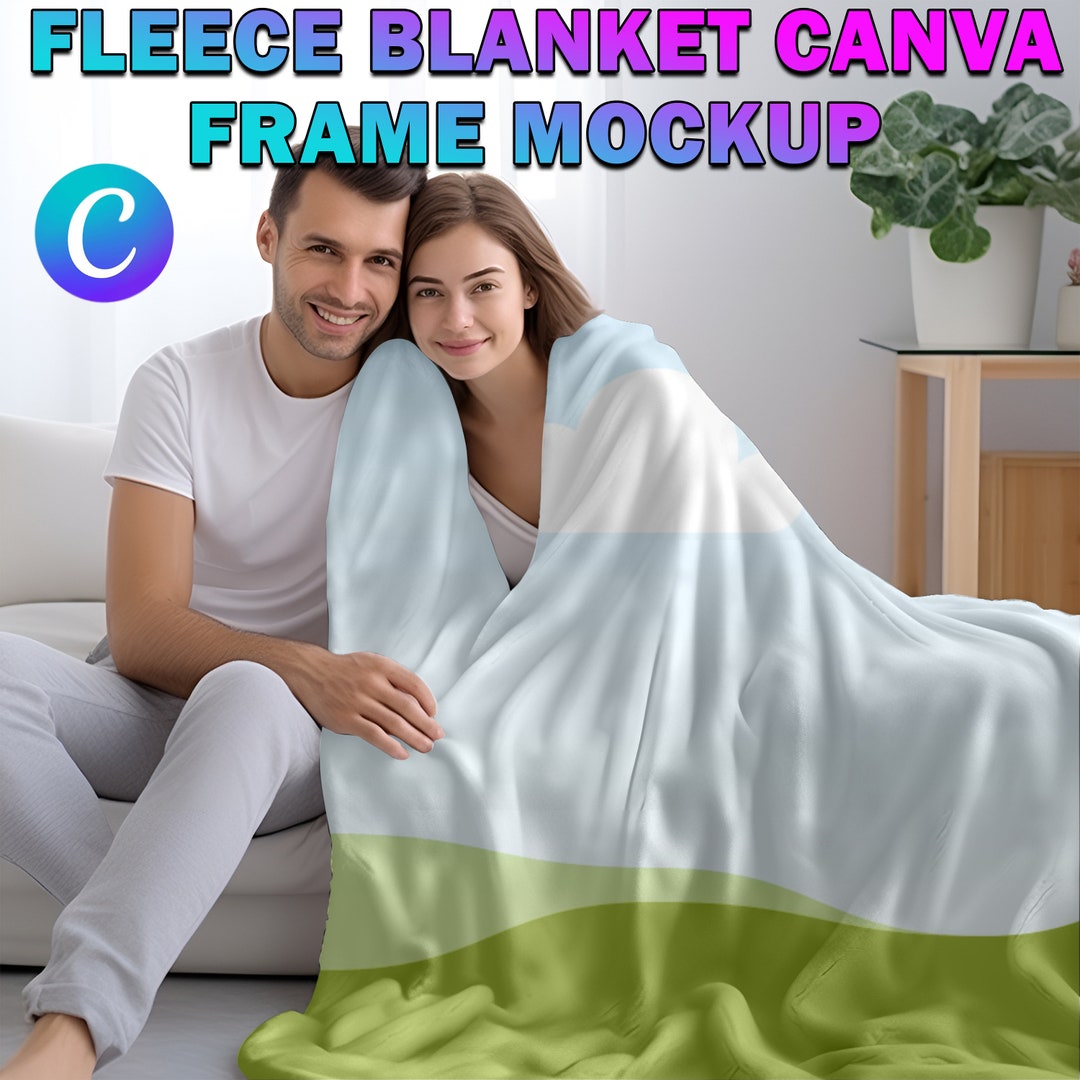 Canva Fleece Blanket Mockup, Sherpa Velveteen Plush Microfiber Minky Blanket Canva Overlay Drag ...
