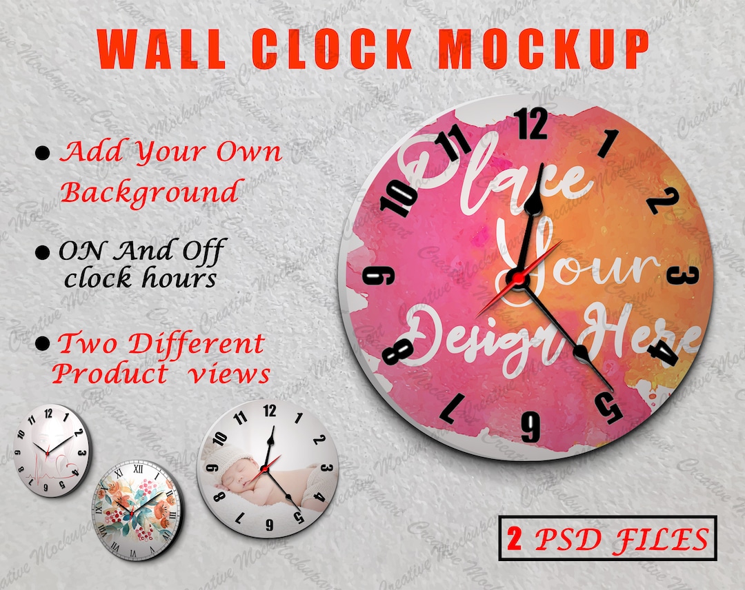 Wall Clock Sublimation Mockup With No Frame Template | Add Your Own ...