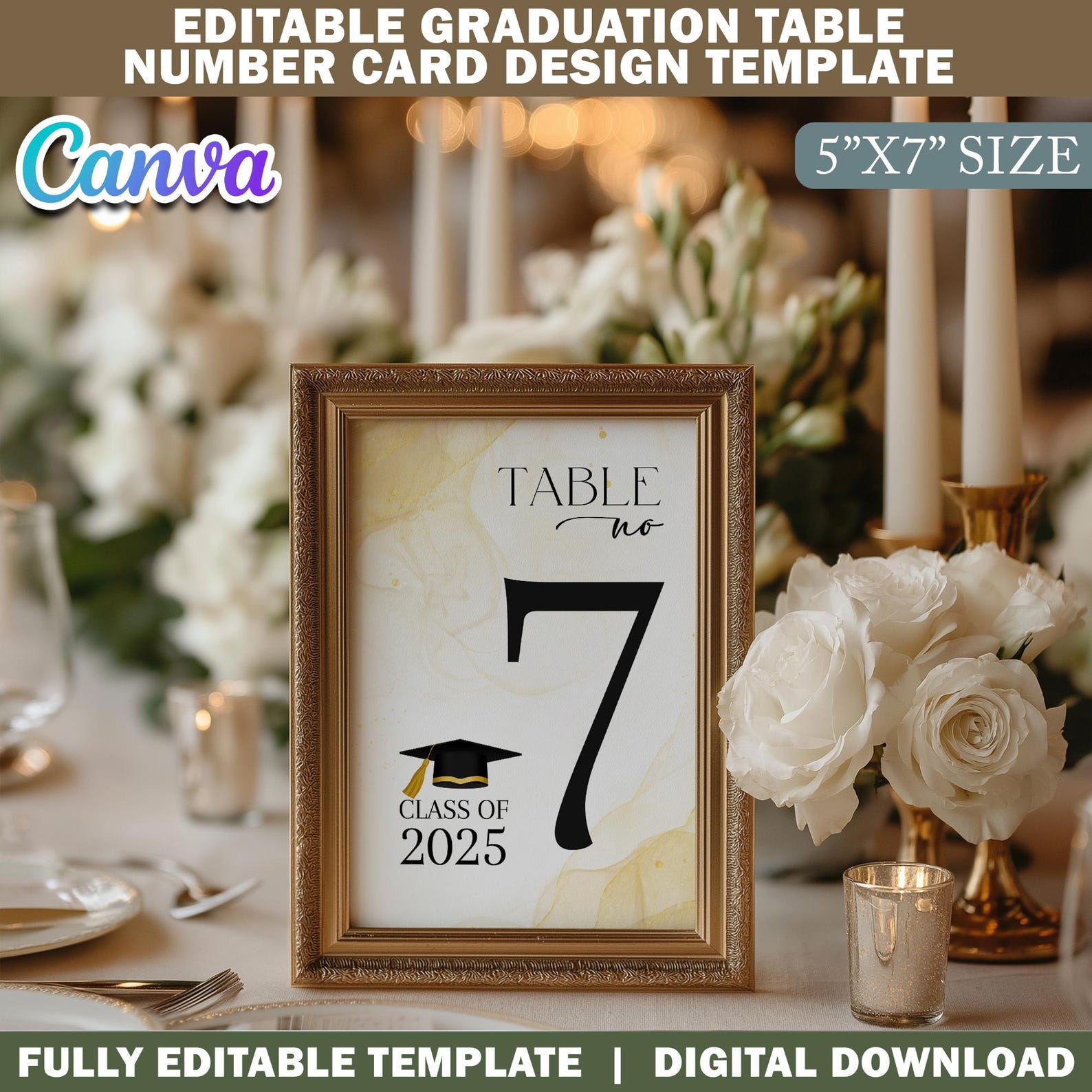 Printable Graduation Table Number Card Design Template, Simple Grad ...