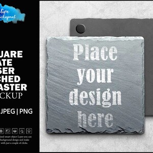Square Slate Laser Etched Coaster Mockup for Dye Sublimation | Change ...