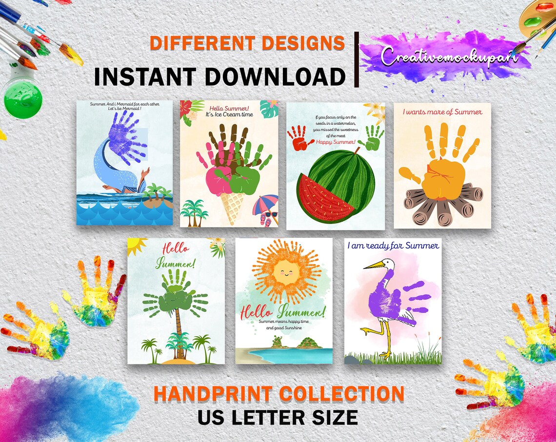 Summer Handprint Craft Bundle | Printable Summer Classroom Kids ...