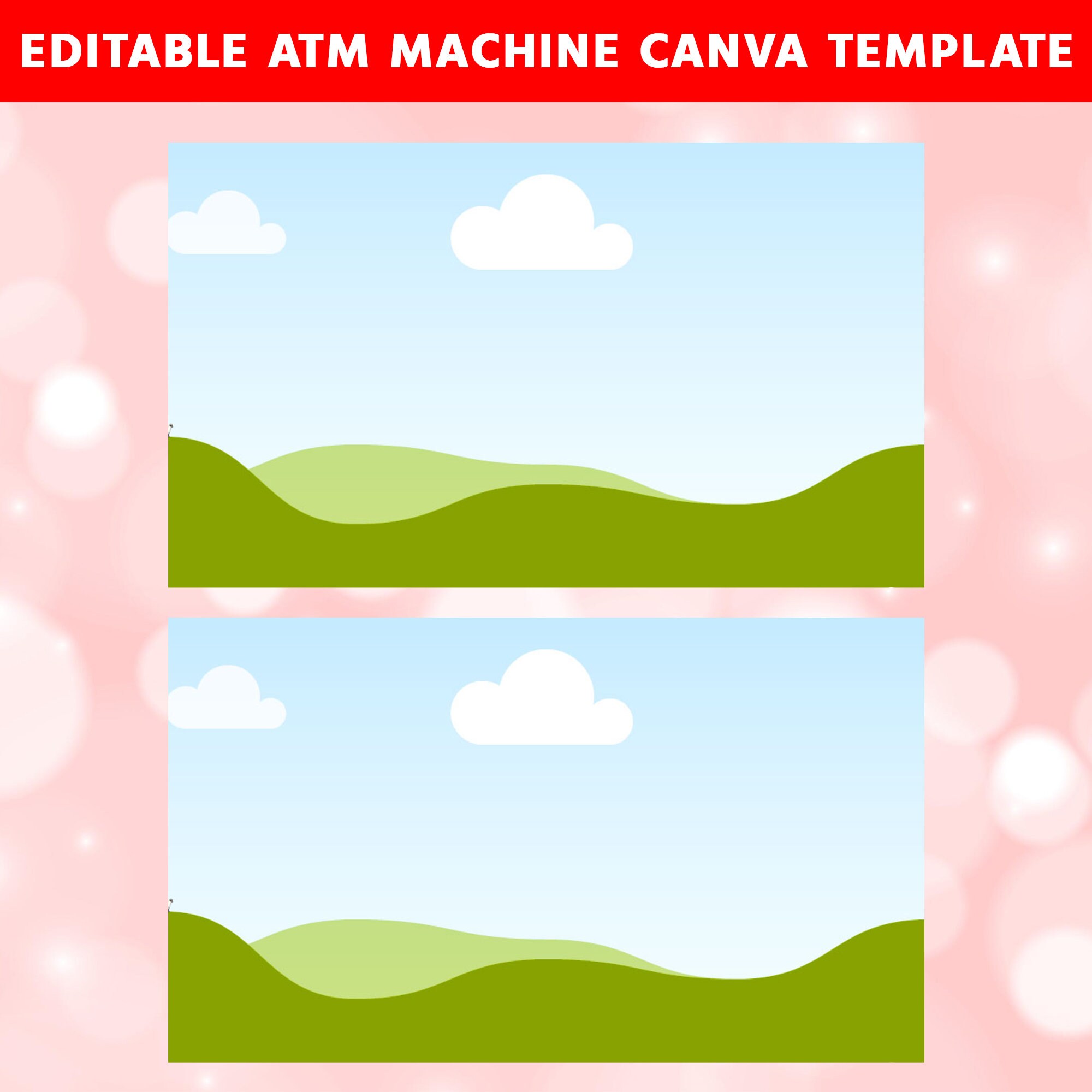 Canva ATM Machine Template, 8.5X11, 12x16 & 16x20 Blank Template, Money ...
