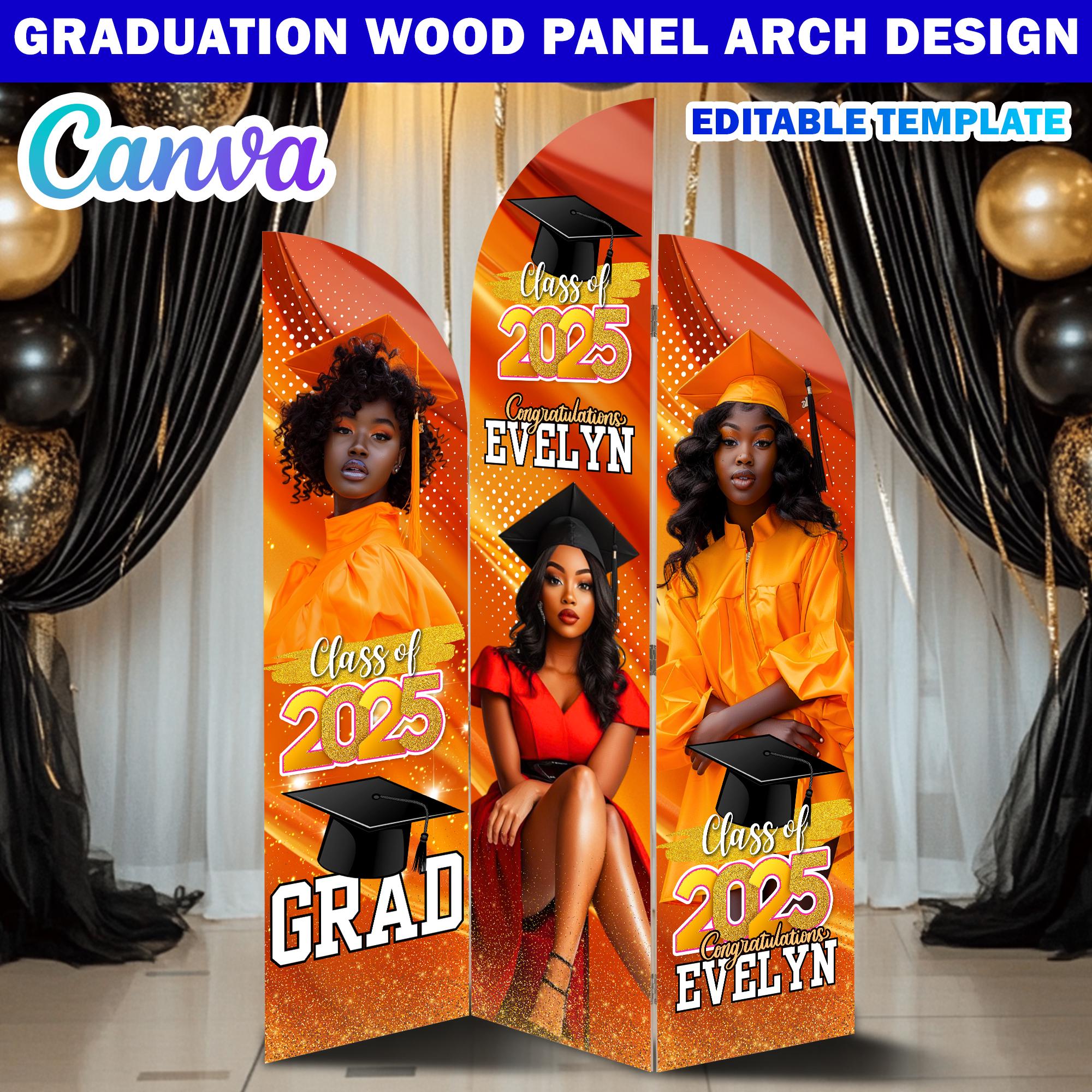 Graduation Wooden Arch Panel Design Canva Backdrop Template Bundle