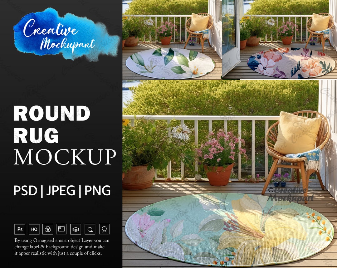 Round Rug Mockup | Round Carpet Mockup |circle Rug Mockup, Add Your Own ...