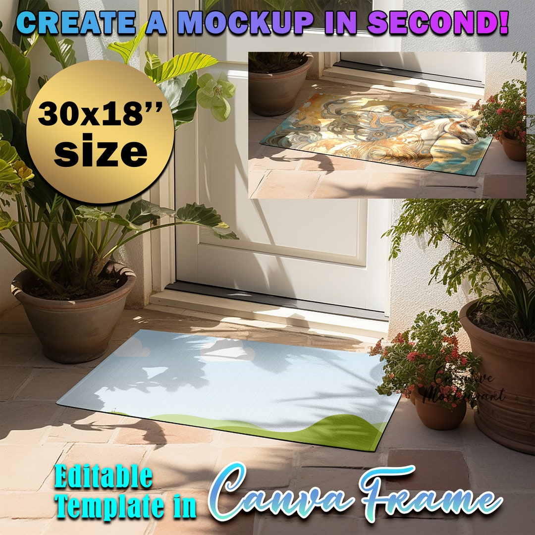 Canva Frame 30x18 Inch Door Mat Mockup | Entry Mat Mockup, Floormat ...