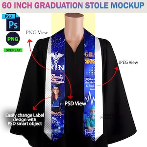 60 Inch Graduation Stole Mockup, Insert Your Own Design and Change ...