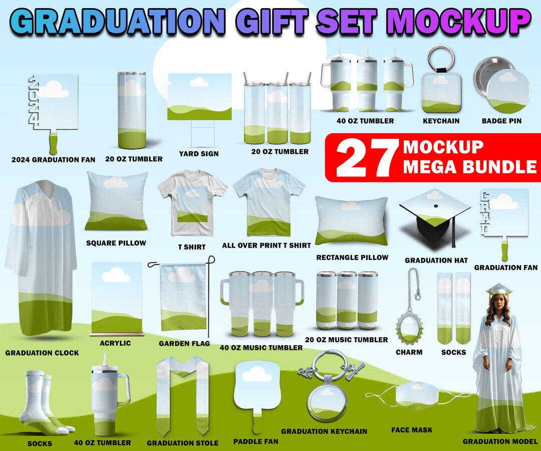 Canva Graduation Gift Set Mockup Bundle for Sublimation, Grad Stole ...