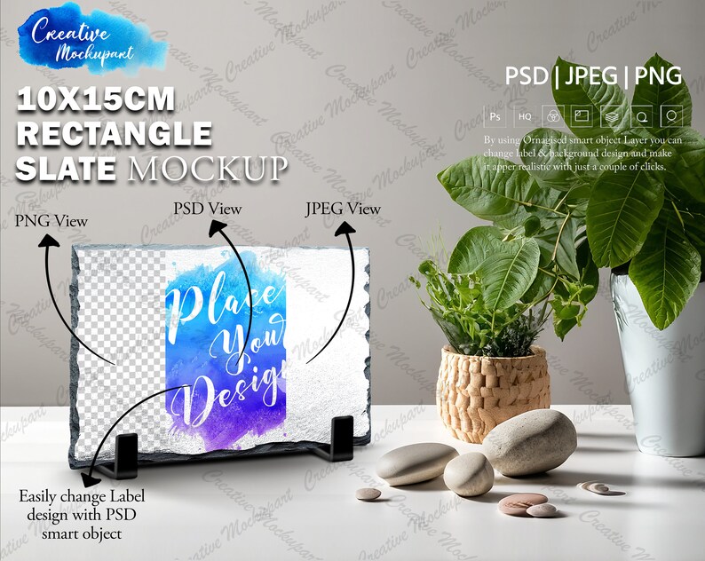 DYE Sublimation Rectangle Slate Mockup Template | Add Your Own Design ...