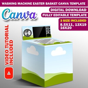 Top Load Washing Machine Gift Box Canva Template, Foam Board Easter ...