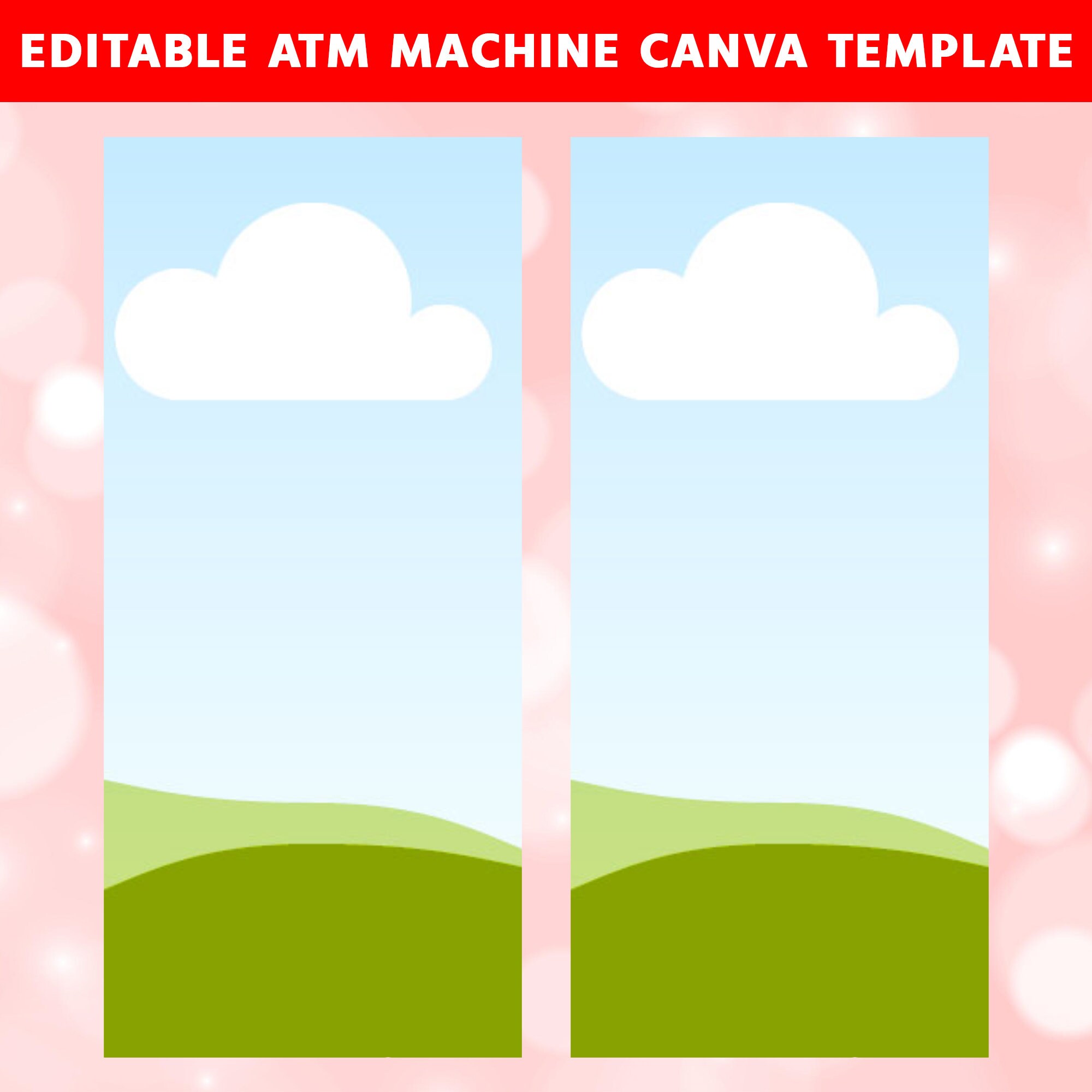 Canva ATM Machine Template, 8.5X11, 12x16 & 16x20 Blank Template, Money ...