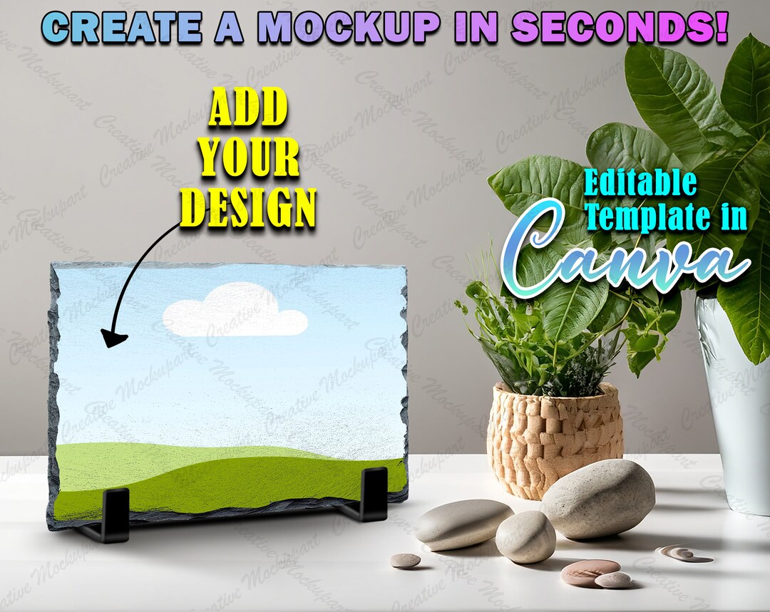 10X15 CM Canva Frame Rectangle Slate Mockup Template for DYE ...