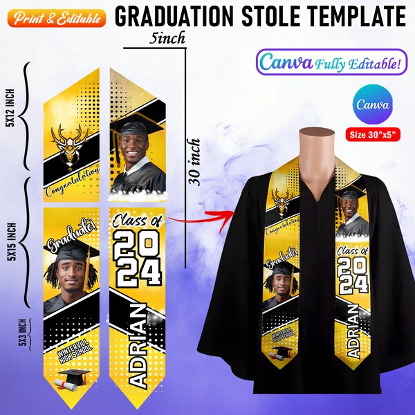 Black Grad Stole 2024 - Etsy