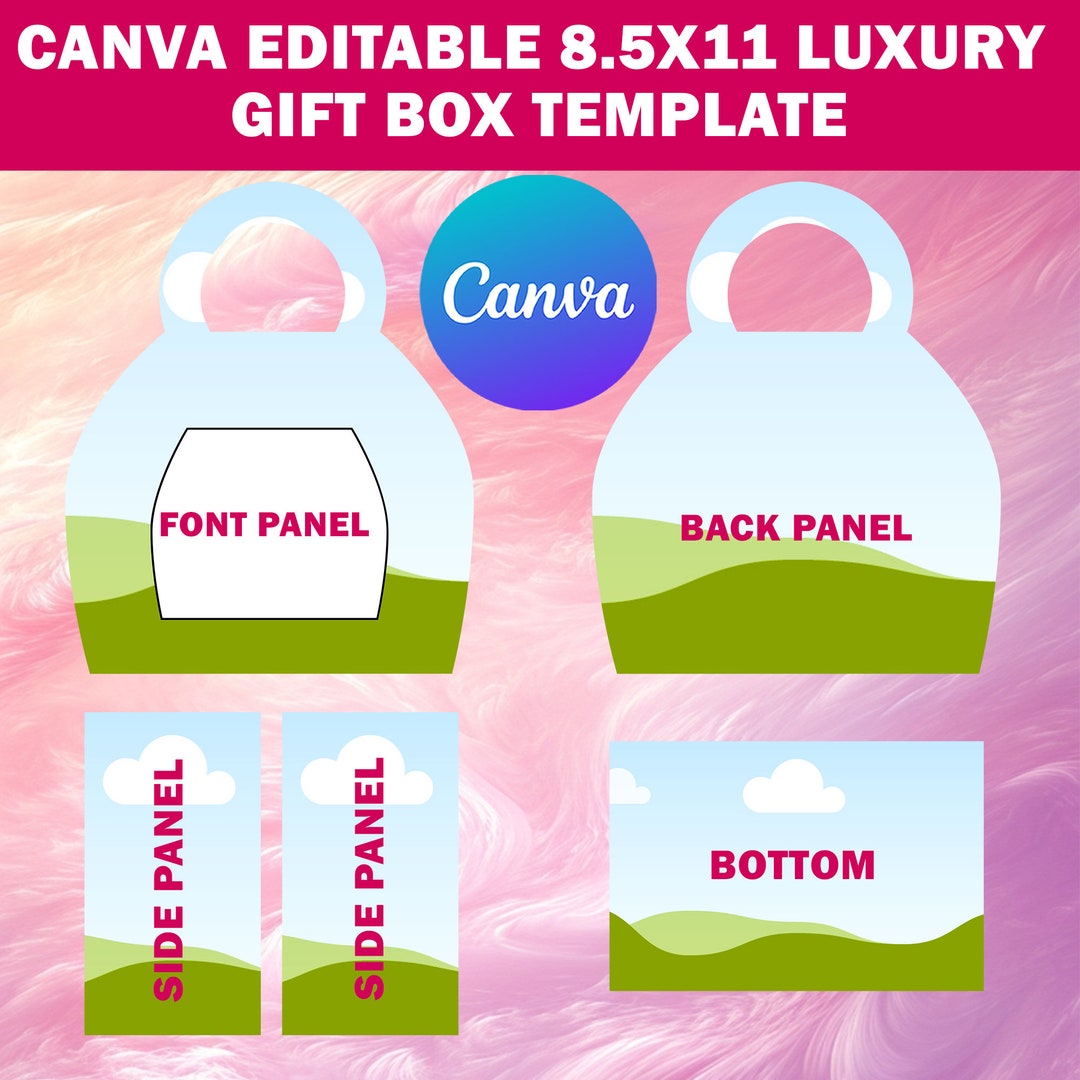 Canva Editable New 8.5x11 Bag Gift Box Design Template, DIY Custom Gift ...