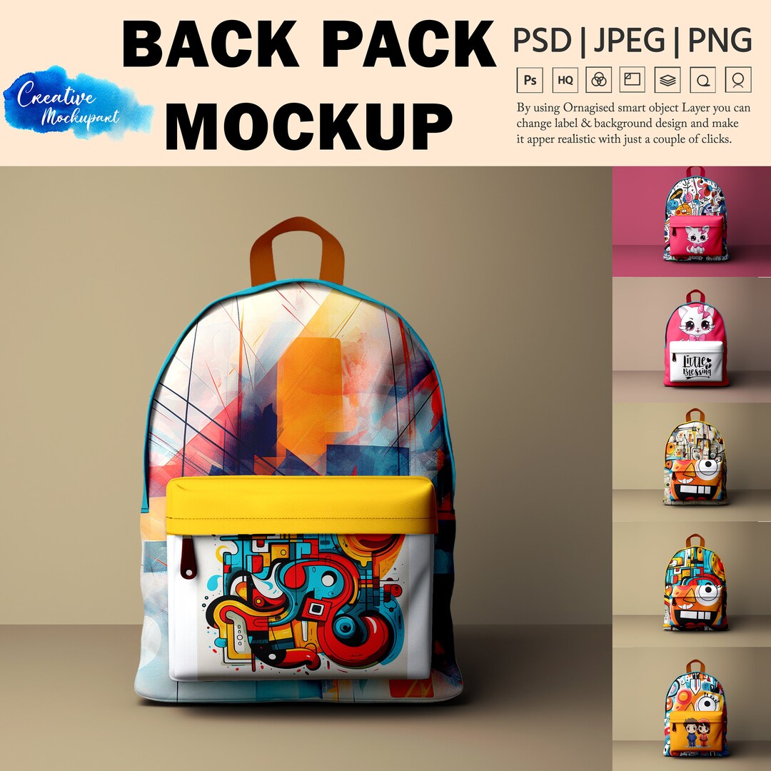 Small Backpack Mockup for Dye Sublimation, Multiple Layer Smart Object ...