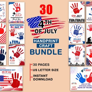 DIY 4th of July Handprint Craft Bundle, Printable Keepsake Independence ...