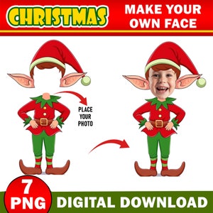 Christmas Add Your Own Photo Face, DIY Elf Yourself PNG Bundle, Elf ...
