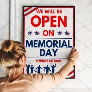 Closed on Memorial Day Sign, PRINTABLE Open/closed Memorial Day Sign ...