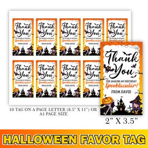 Editable Halloween Favor Tags, Spooktacular Birthday Favor Tag ...