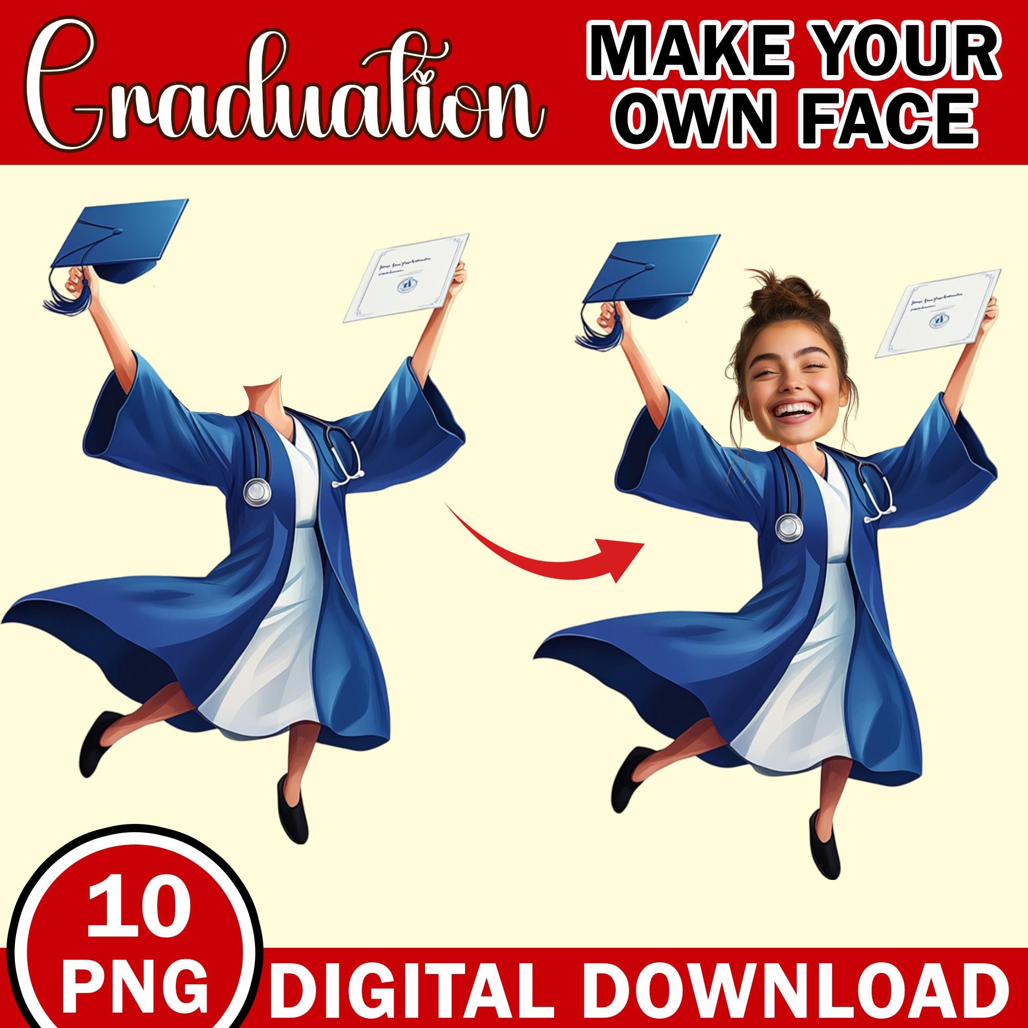 DIY Nurse Graduate Yourself PNG, Graduation Add Your Own Photo Face ...