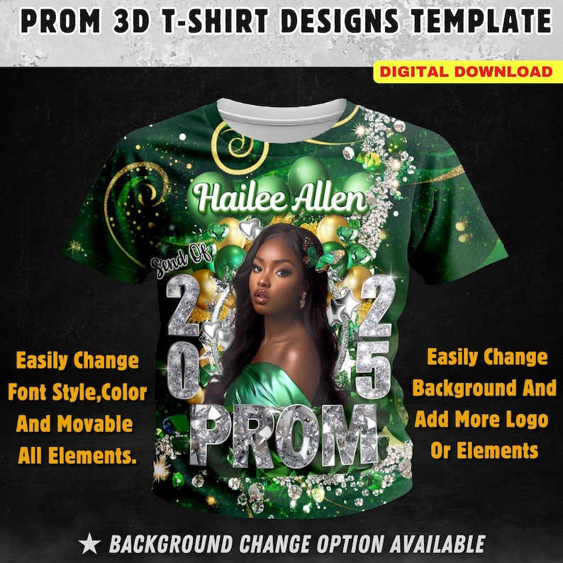 6x PSD Viral Prom 3D Shirt Design Bundle, Prom T-shirt Design Templates ...