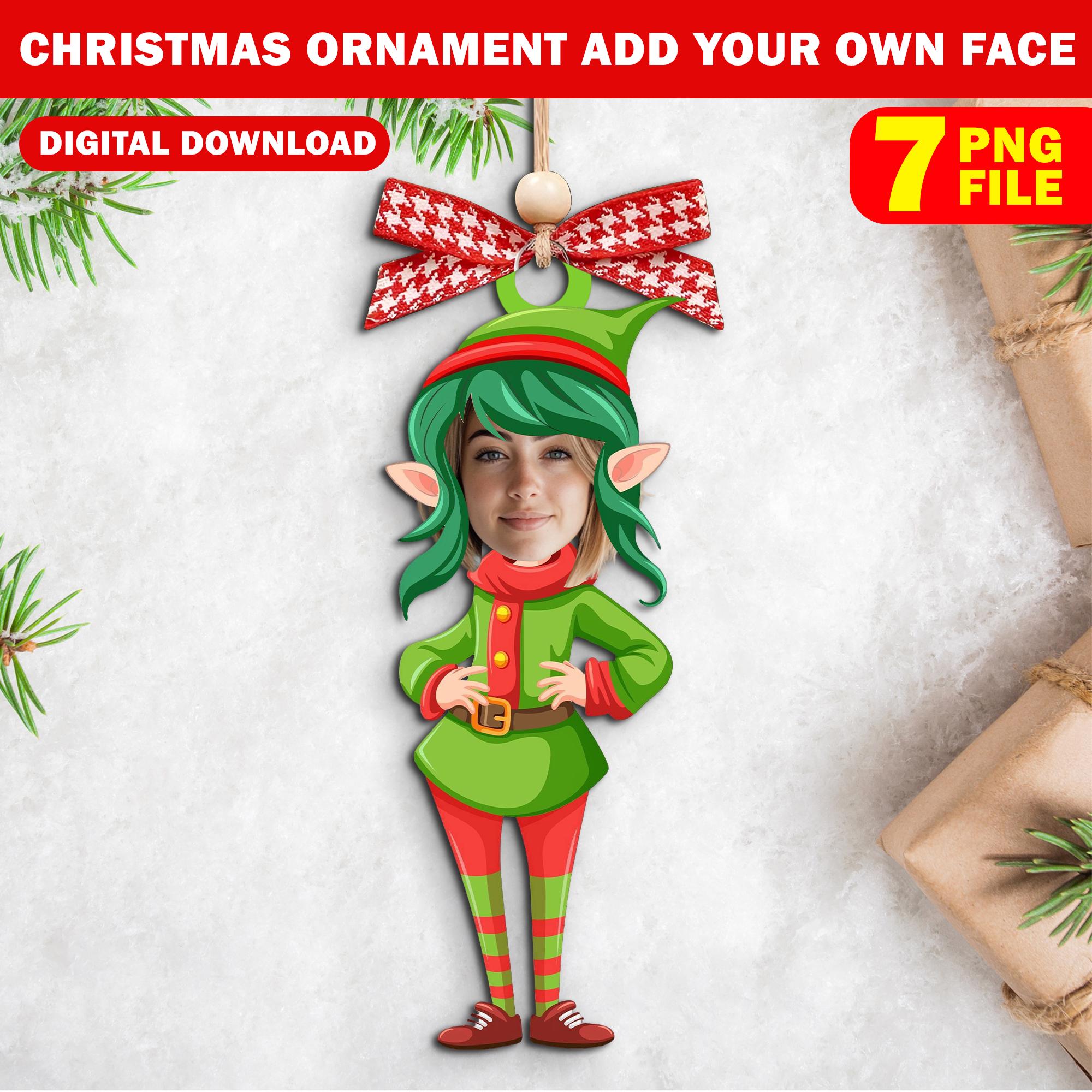 Christmas Add Your Own Custom Photo Face Ornament, DIY Elf Yourself PNG ...
