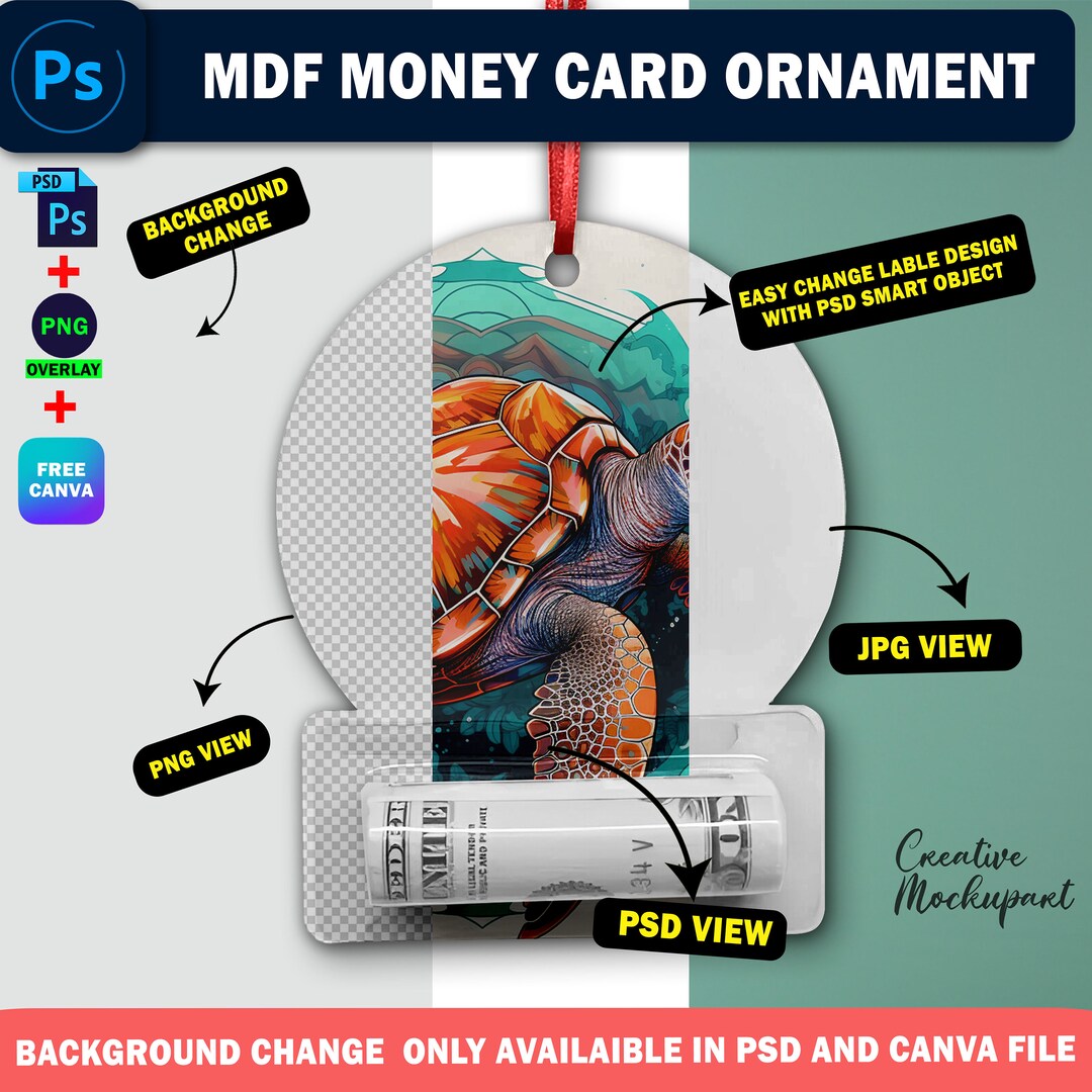 Dye Sublimation MDF Money Card Ornament Mockup, 2 Different Shape Front ...