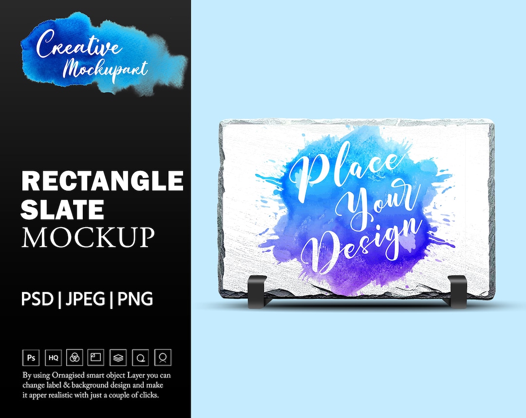 DIY Sublimation Rectangle Slate Mockup, Rock Slate Photo, Blank Slate ...
