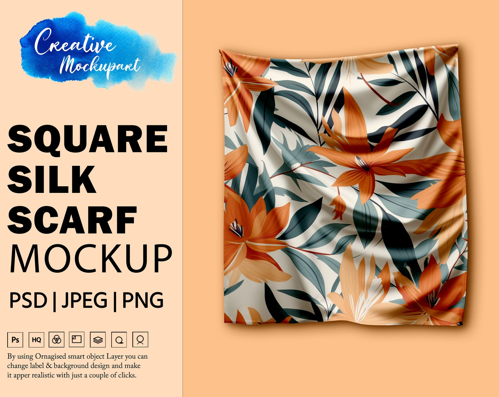 Square Silk Scarf Mockup | Satin Scarf Mockup | Dye Sublimation, Change ...
