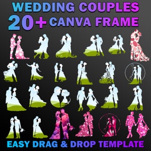 Canva Frame Wedding Couples Design Bundle, Make Your Own Wedding Couple ...