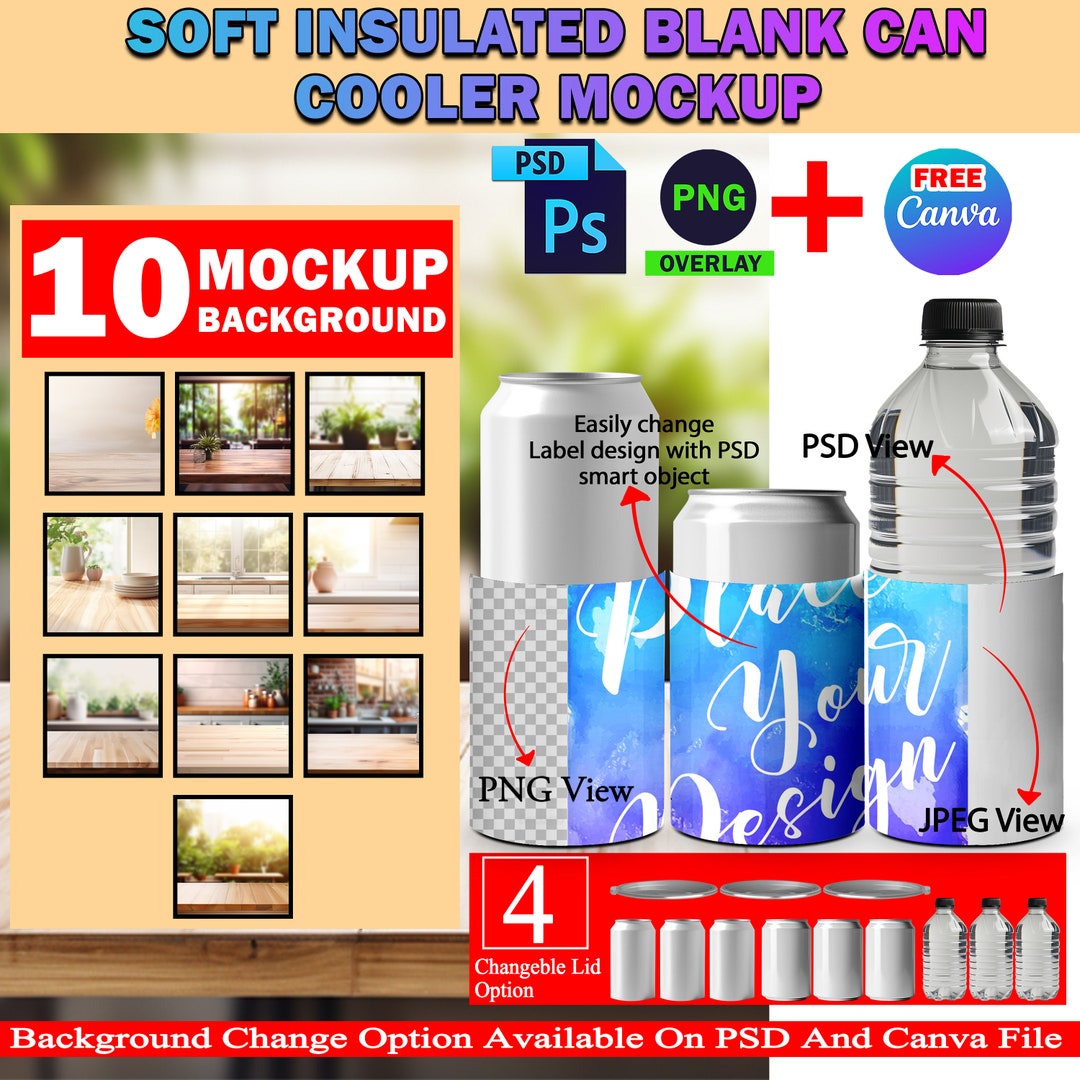 Dye Sublimation Soft Insulated Blank Can Cooler Mockup, Insert Your Own ...