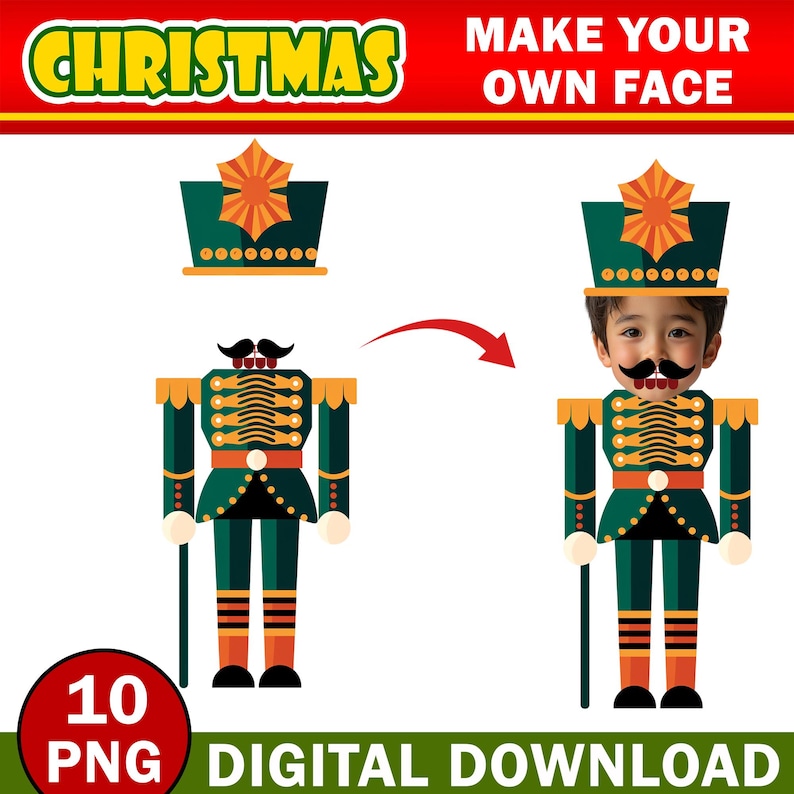 Christmas Add Your Own Nutcracker Photo Face, DIY Nutcracker Yourself ...