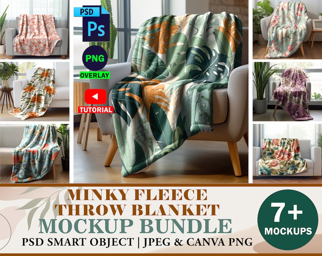 7 Professional Blanket Mockups Bundle | Minky, Fleece, Sherpa, Throw ...