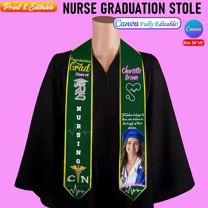 Nurse Graduation Stole for Nursing Class of 2025, Graduation Stole Sash ...