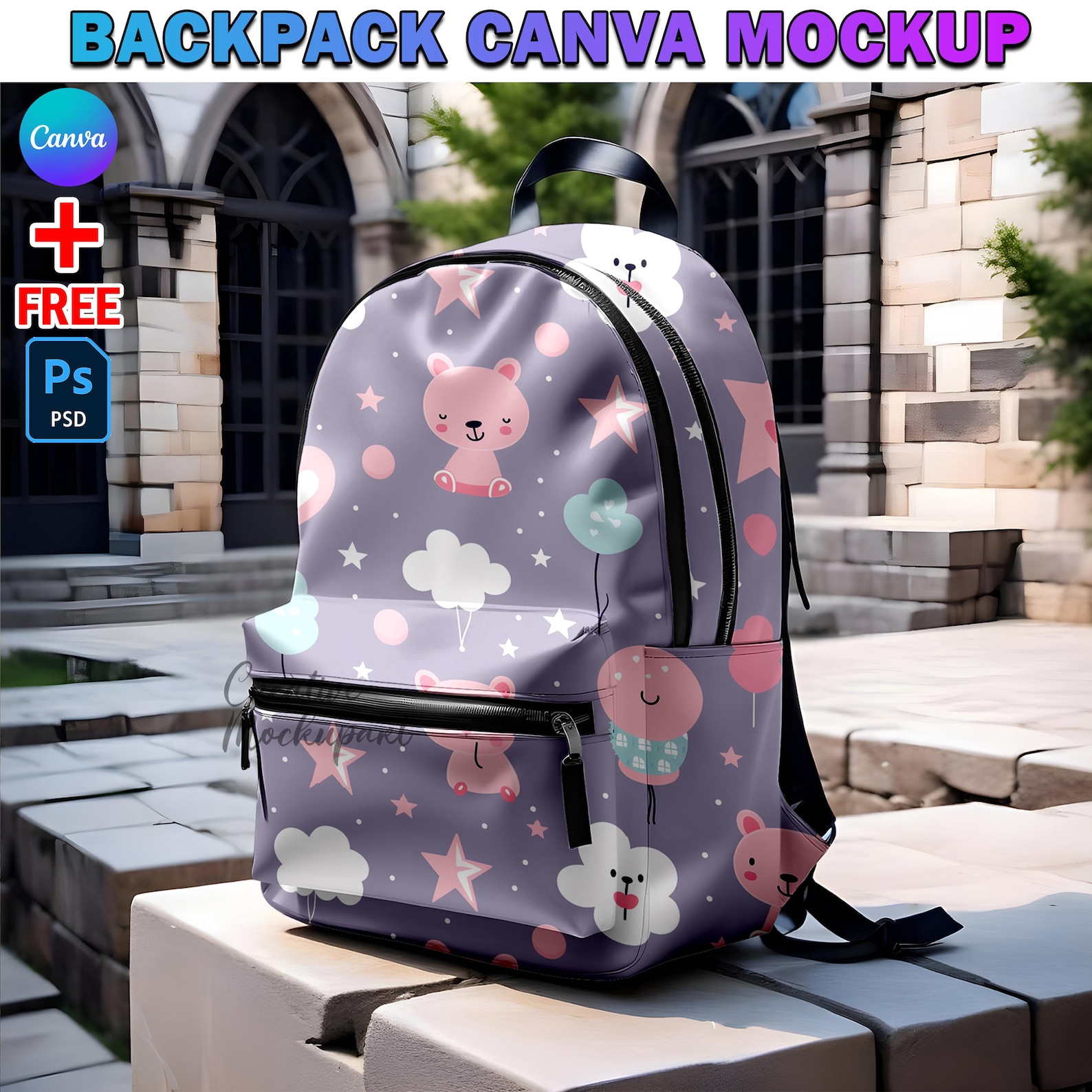 30x Canva Dye Sublimation AOP Backpack Mockup Bundle, AOP Backpack for ...