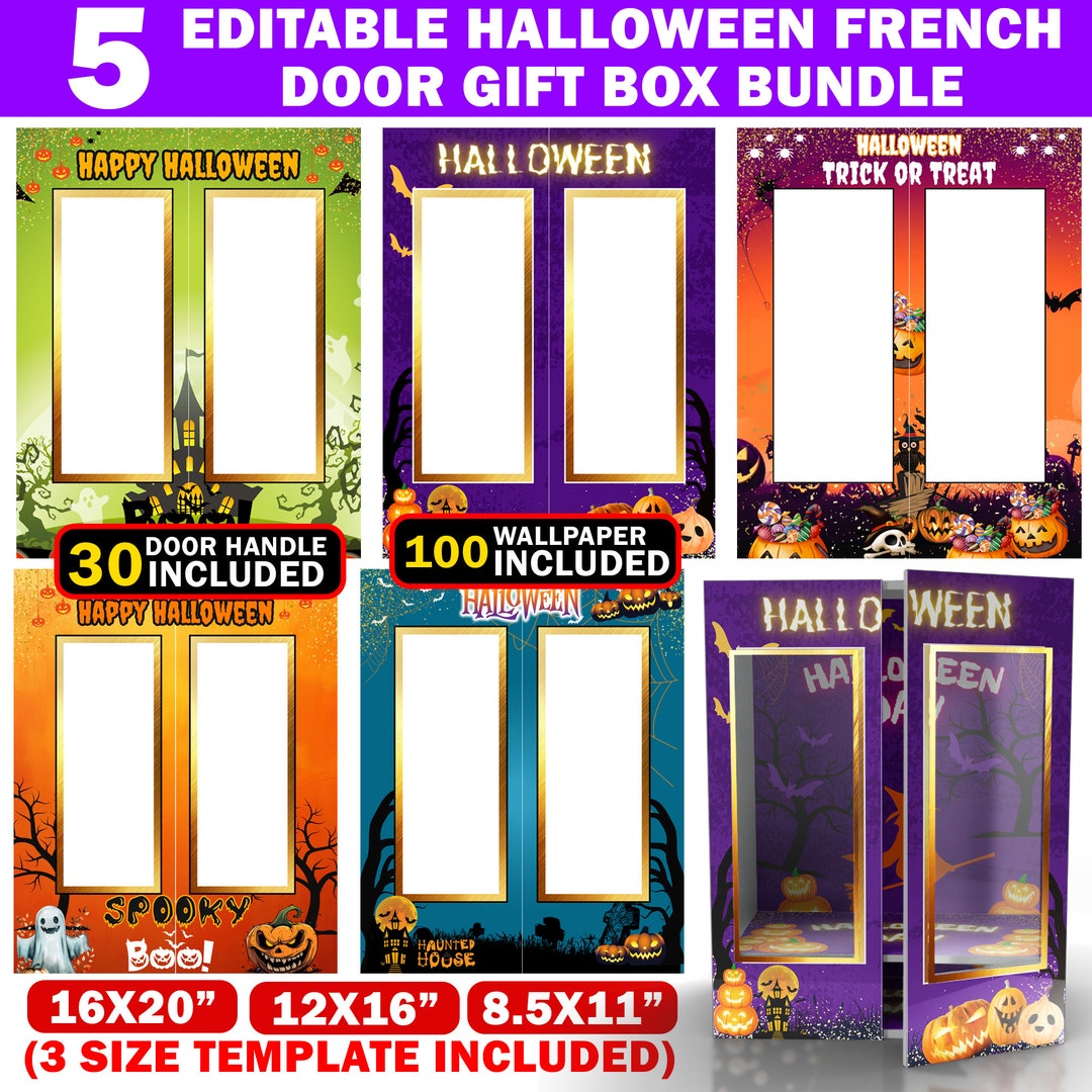 Halloween French Doors Box Design Template Bundle, 8.5X11, 12X16, 16X20 ...