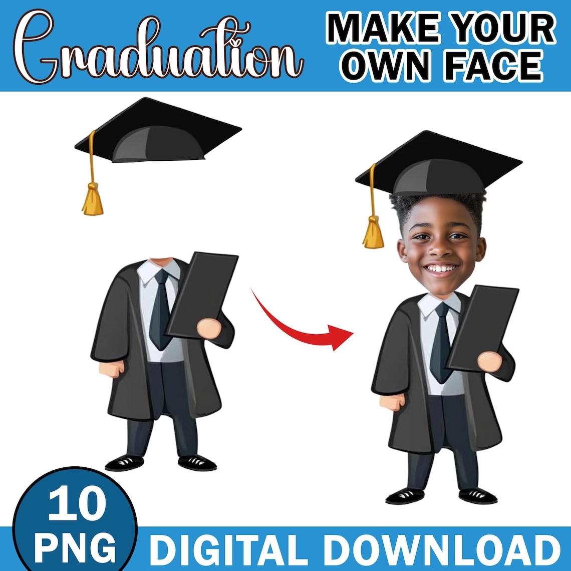 DIY Kindergarten Graduate Yourself PNG, Graduation Add Your Own Photo ...