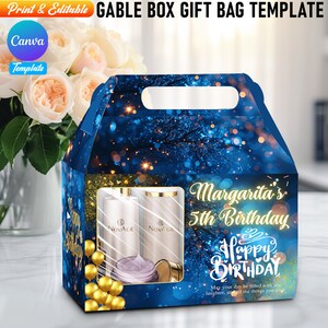 5 Editable Gable Box Gift Bag Design Template Bundle, Birthday Favor ...