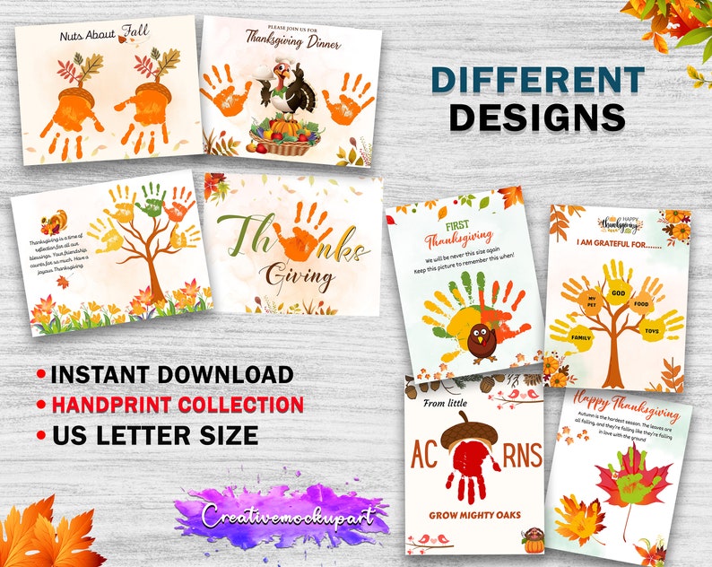 Thanksgiving Handprint Footprint Art & Craft Bundle 20 Fall - Etsy