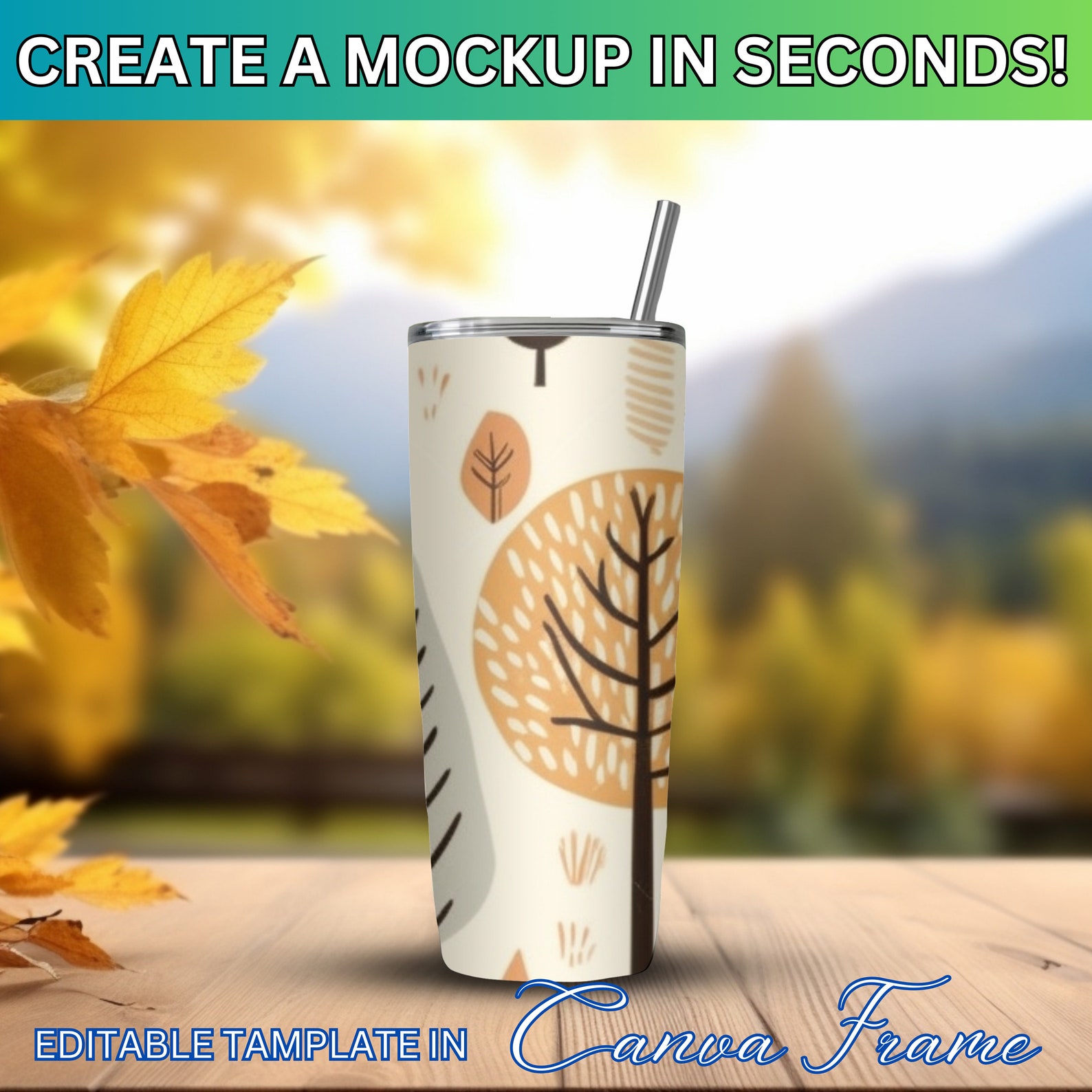Canva Rotating Tapered 20oz Tumbler Mockup | Animated 20oz Rotating ...