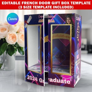 DIY French Doors Gift Box Template, 8.5X11, 12X16, 16X20 Canva Editable ...