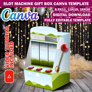 Slot Machine Gift Box Canva Template, Foam Board Trendy Gift Box ...