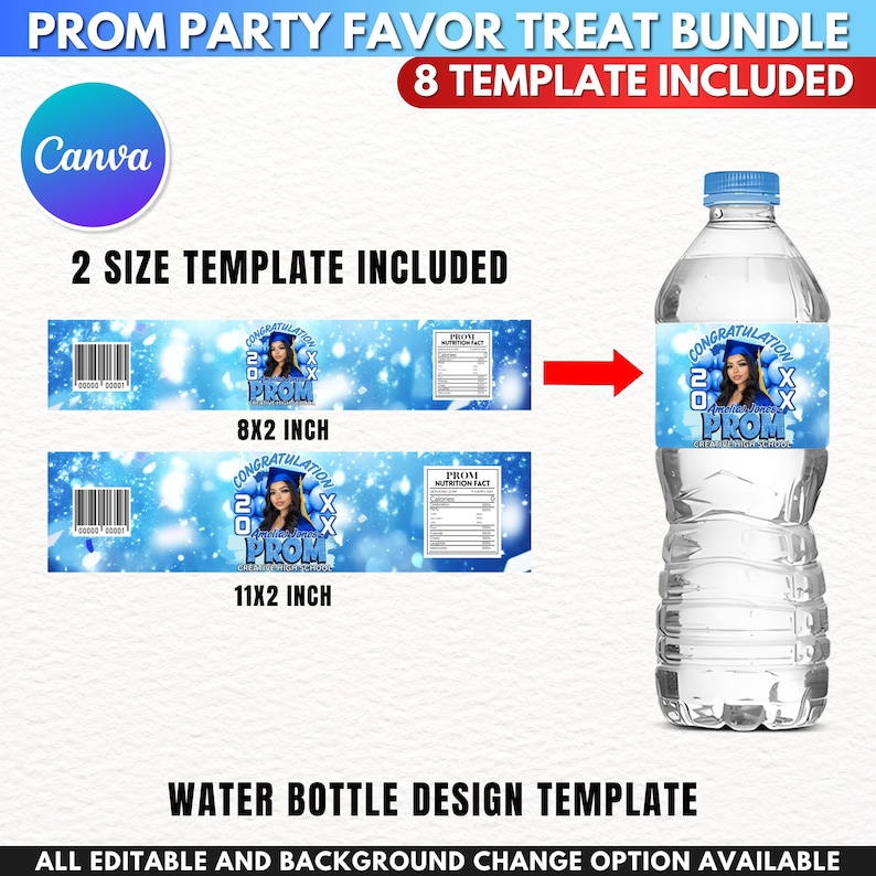 Prom Send off Treat, Prom Packaging Template Bundle, Light Blue ...