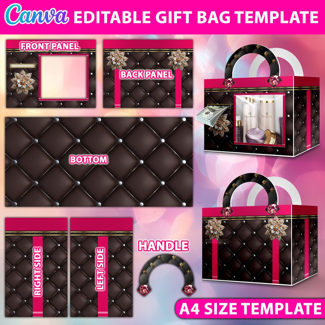 Canva DIY Purse Design, Editable 11x8.5 Gift Bag Box Template, Digital ...