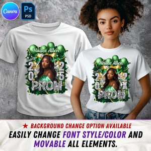 Prom Shirt Design, Green and Silver DTF T-shirt Design Template, 16x20 ...