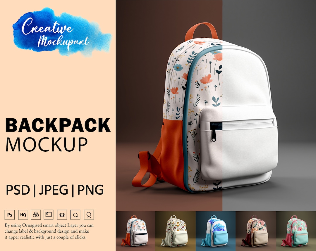 Backpack Mockup | School Bag Mockup | Bag Mockup for Dye Sublimation ...