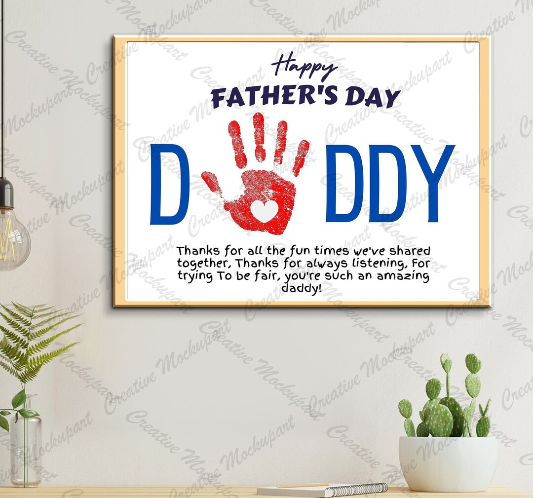 Thank You Daddy Handprint Father's Day Activity Craft Dad Birthday Gift ...