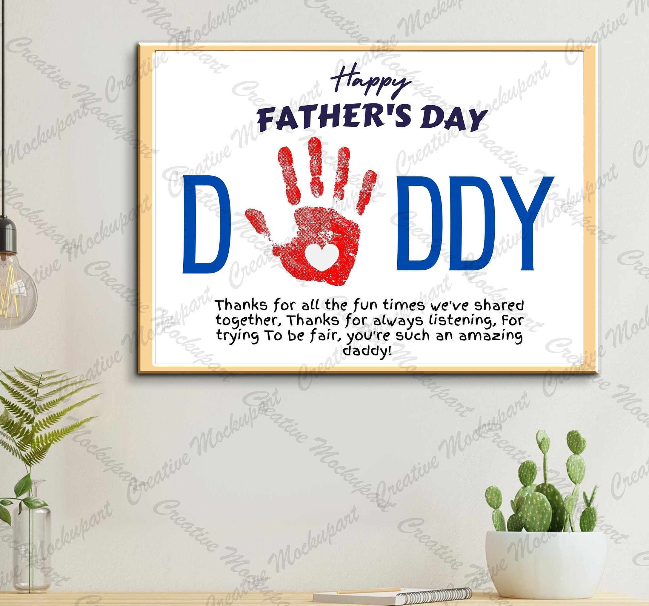 Thank You Daddy Handprint Father's Day Activity Craft Dad - Etsy