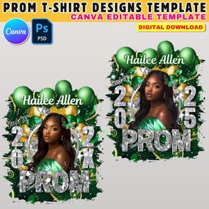 Prom Shirt Design, Green and Silver DTF T-shirt Design Template, 16x20 ...