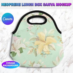 Canva Neoprene Handle Lunch Box Mockup, DYE Sublimation Bento Bag ...
