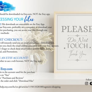 Please Do Not Touch Printable Sign | Print Instantly or Ship! ~ Warning ...